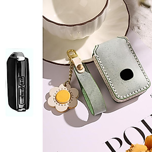 HIBEYO Leather Key Fob Cover 3 Buttons for Mazda 3 Alexa CX-30 CX-3 CX-5 CX-7 CX-9 CX-4 2020 2021 2022 Smart Remote Auto Key with Key Chains Accessories-Green