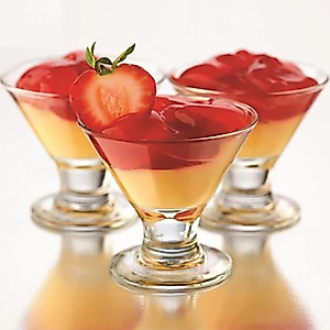 Cezoyx 6 Pack Glass Dessert Bowls, 5.6 Oz Clear Footed Dessert Cups Glass Ice Cream Bowl for Sundae, Ice Cream, Pudding, Salad, Snack, Fruit and Dessert