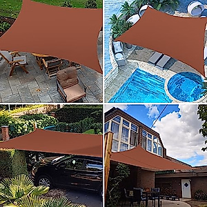 Sun Shade Sail Waterproof Sun Shade Sails Canopy Effectively 95% UV Block, Oxford Fabric, for Patio, Balconies, Lawn Garden, Party, Outdoor Activities (6.5' x 10', Rust Red)