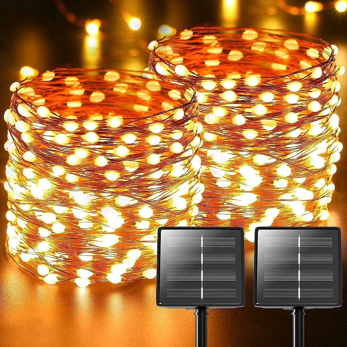 170ft 480 LED Solar Fairy String Lights, Outdoor Twinkle String Lights Porch Garden Decor, 2 Pack Each 85FT Waterproof Rope Lights Decorative Christmas Copper Wire for Backyard Patio