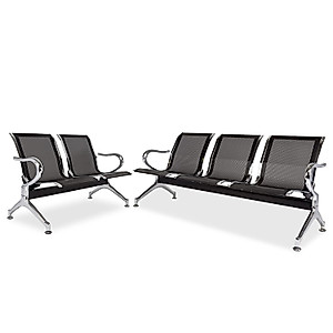 kinbor Office Guest Chairs - 5 Seat Reception Chairs Black Waiting Room Chairs Lobby Furniture for Office Airport Bank Clinic Salon