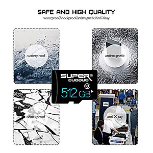512GB Micro SD with Adapter High Speed 512GB TF Card Class 10 for Gopro Memory Card for Android Smartphone Digital Camera Tablet and Drone 512GB