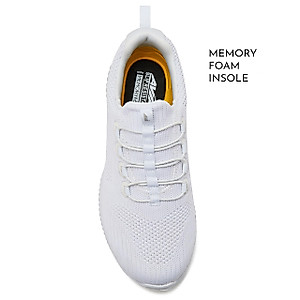 Avia Anchor Mesh Slip On Black Non Slip Shoes for Women, Comfortable Water Resistant Womens Food Service Slip On Sneakers - White, 6.5 Medium