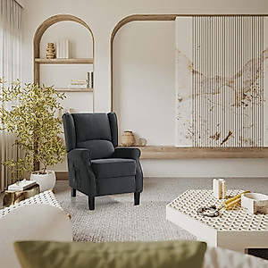 LEISLAND Accent Chair Set of 2 Recliner Wingback Chair with Massage and Heat, Tufted Fabric Arm Chair Sofa for Reading, Living Room and Bedroom (Charcoal)