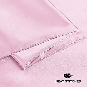 Satin Pillowcase for Hair and Skin, 2 Pack Pink Silk Pillowcase Standard Satin Pillowcase with Envelope Closure(Pink, 20x26 inches)