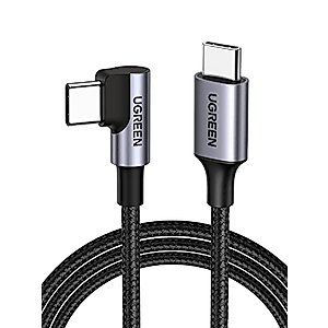 UGREEN 60W USB C to USB C Cable Right Angle USB C Fast Charging Cable Compatible with MacBook Pro/Air, iPad Pro/Mini/Air, Samsung Galaxy S23/S22/Z Fold/Z Flip, Google Pixel, Switch, etc. 6.6FT