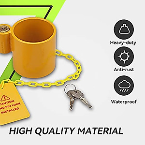 RVMATE 5th Wheel Lock, Heavy Duty Steel King Pin Lock with Anti-Theft Warning Tag, for 5th Wheel/Semi Trailers/RVs/Containers