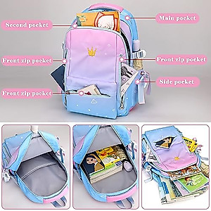 Makukke Backpack for Girls,Cute Kawaii School Bag Kids Lightweight Bookbag Backpack for Middle and High School with Anti Theft Pocket,Pink School Backpack