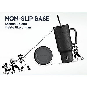 Meoky 40oz Tumbler with Handle, Leak-proof Lid and Straw, Insulated Coffee Mug Stainless Steel Travel Mug, Keeps Cold for 34 Hours or Hot for 10 Hours (Night)