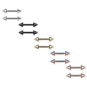 Ruifan 316L Stainless Steel Spike Nipple Shield Barbell Ring Bar Body Piercing Retainer 14G 1/2Inch 10PCS