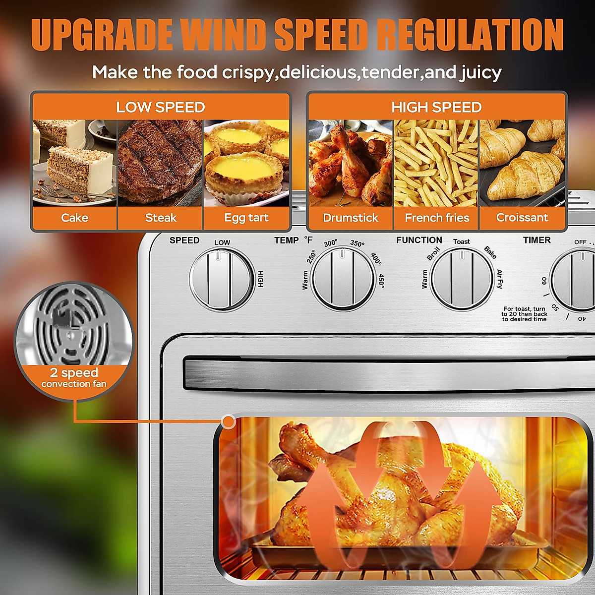 Geek Chef Air Fryer Toaster Oven Combo,16QT Convection Ovens Countertop, 4 Slice Toaster, 9-inch Pizza, with Warm, Broil, Toast, Bake, Air Fry, Oil-Free, 100+ Online Video Recipes & Accessories