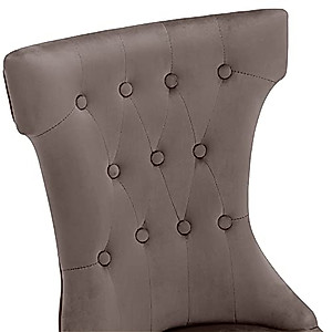 BELLEZE Premium Modern Elegant Dining Chairs [Set of 2], Upholstered Fabric Tufted High Wood Wingback Armless Kitchen Living Room Accent - Jordan (Taupe)