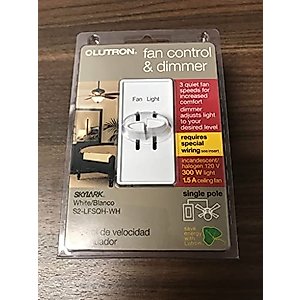 Lutron S2-LFSQH-WH Dual Slide-To-Off Fan & Light Controls