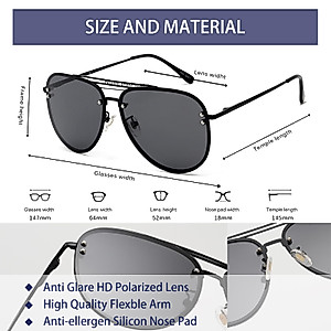 VIVIENFANG Polarized Sunglasses Women Black Sunglasses Woman Oversized Black Aviators UV Protection Shady Rays 87247A