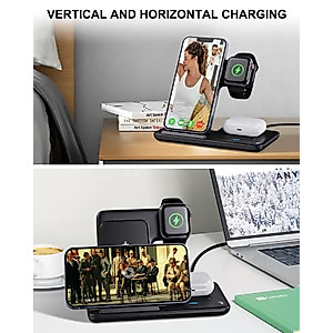 Wireless Charging Station, 3 in 1 Wireless Charger Compatible with iPhone 14/13 Pro/13/12/11/Pro/SE/XS/XR/X/8 Plus/8, 18W Wireless Charging Dock Stand for Apple Watch Series & Airpods (with Adapter)