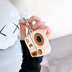 MOLOSLEEVE Airpods Pro Case Cover, Cute 3D Cartoon Camera Silicone Anti-Slip Scratch Resistant Drop Proof Full Cover Case with Keychain Girls Kids Women Teens for Airpods Pro Charging Case