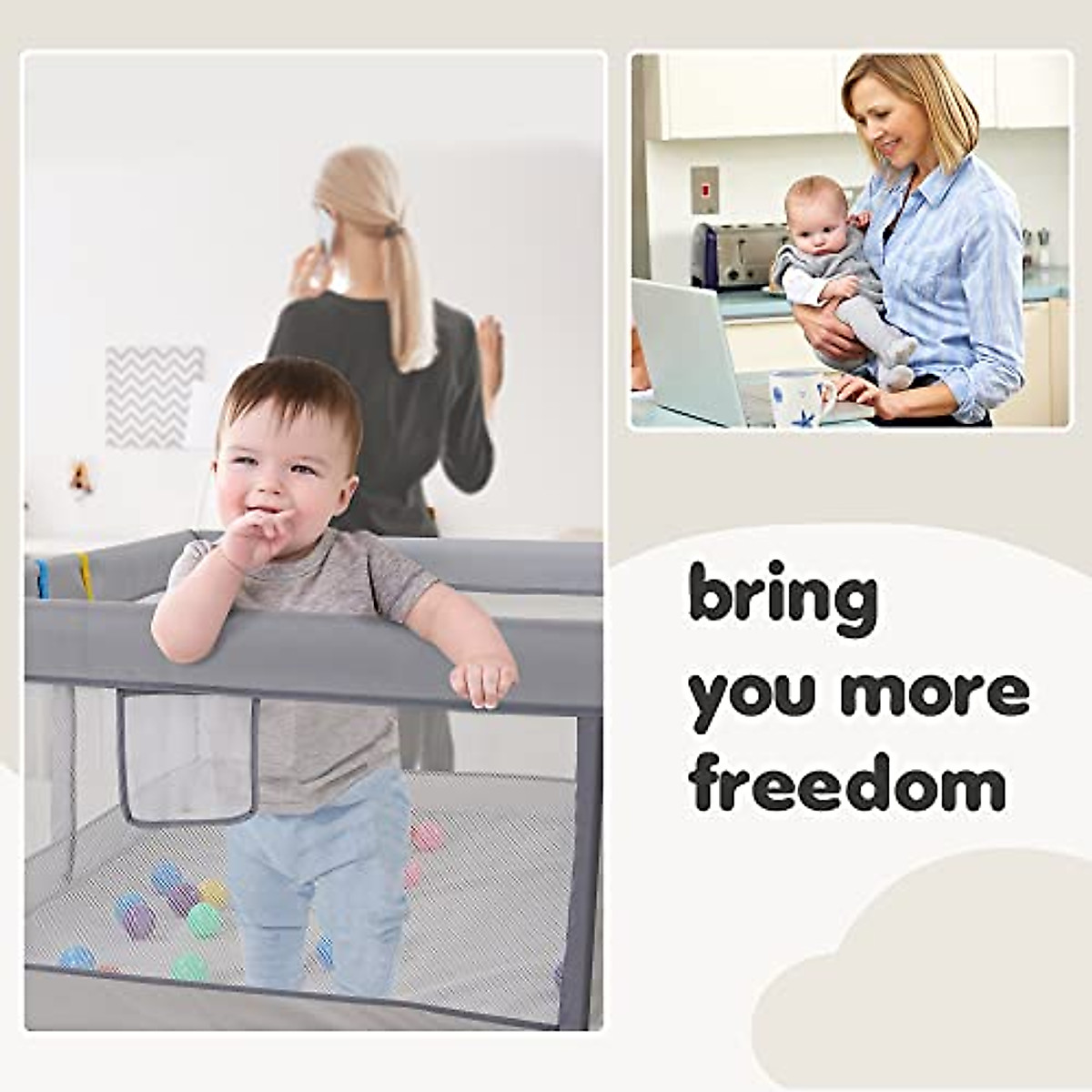 Baby Playpen 79'' x 71'' Extra Large Playpen for Babies and Toddlers with Breathable Mesh Baby Gate Baby Play Yards Baby Activity Center Baby Fence Play Area Nursery Furnitur