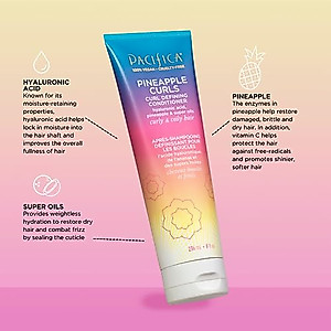 Pacifica Shampoo & Conditioner Set - Pineapple Curls Curl Defining Hair Care, Hyaluronic Acid, Coconut Oil, No Frizz, For Curly Coily Hair Clean Vegan & Cruelty-Free Dermatologist Tested