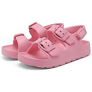 INMINPIN Toddler Boys Girls Buckle Sandals Comfort Open Toe Sandal with Adjustable Back Strap, Pink, 5 Toddler