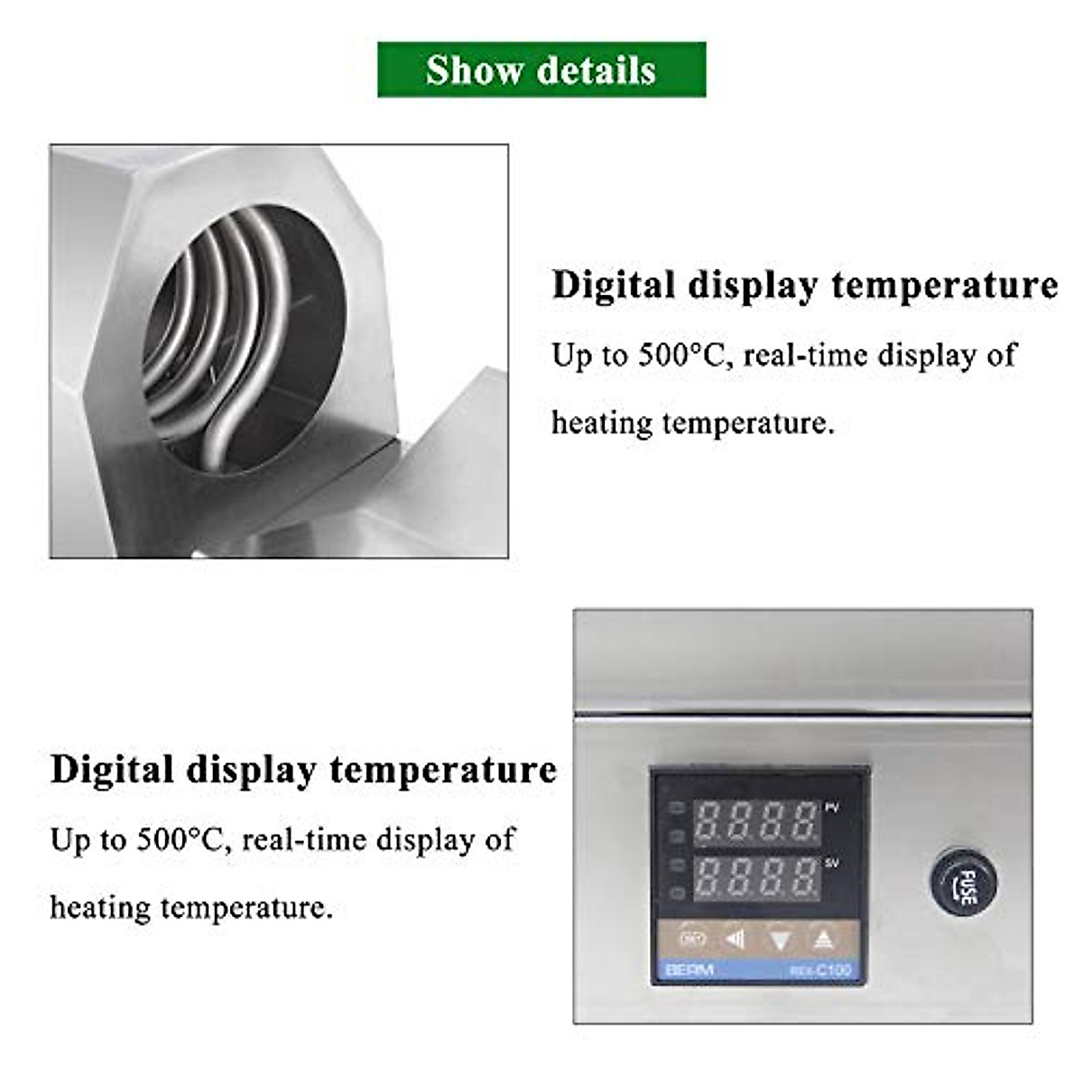 Saladulce Electric PVC Capsule Shrinking Machine SS Wine Bottle Capsule Heat Shrinker Thermostatic Digital Display for 70mm PVC Capsules (110V)