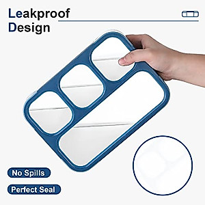 HIWARE Bento Lunch Box for Kids and Adults, Leakproof Lunch Container for Boys, Men with 4 Compartments, BPA-Free, 2 Pack