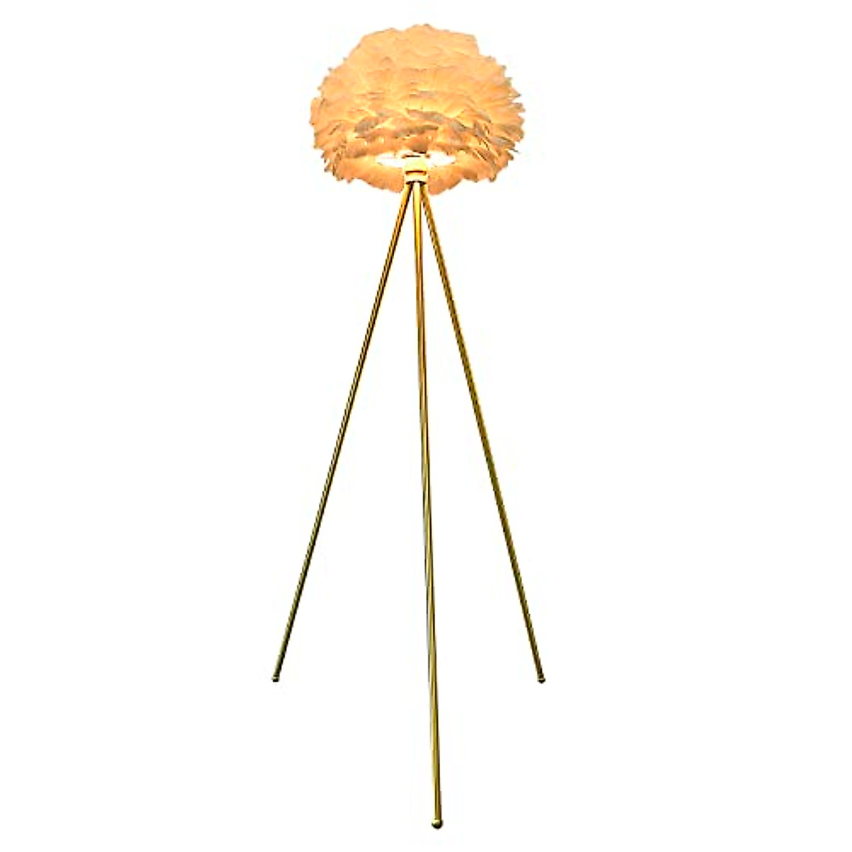 LEGELITE Feather Floor Lamp, Tripod Floor Lamp, Metal Light Body Nightstand Lamp with Feather Lampshade for Bedrooms/Living Room/Dining Room/Kitchen