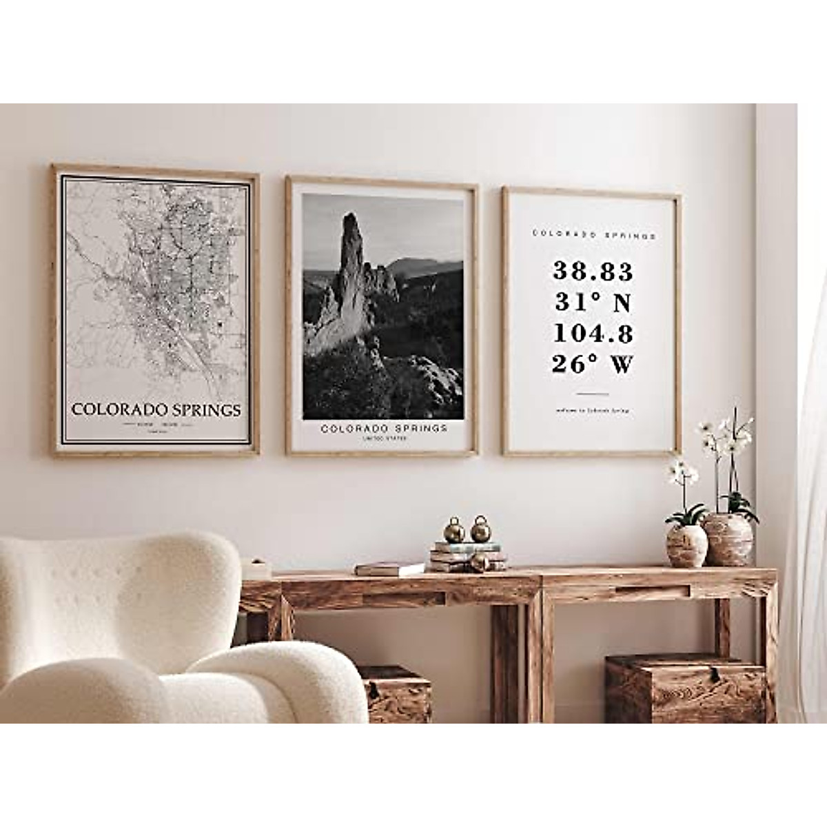 Dear Mapper Colorado Springs United States View Abstract Road Modern Map Art Minimalist Painting Black and White Canvas Line Art Print Poster Art Line Paintings (Set of 3 Unframed) (16x24inch)