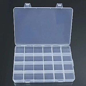 Transparent 24 Compartments Plastic Box Case Jewelry Bead Storage Container Craft Organizer with Divider and Compartments for Earring Rings Necklaces Bracelet Anklet