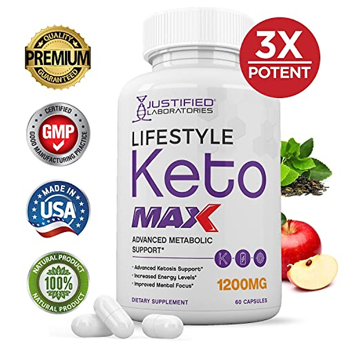 (5 Pack) Lifestyle Keto Max 1200MG Pills Includes Apple Cider Vinegar goBHB Strong Exogenous Ketones Advanced Ketogenic Supplement Ketosis Support for Men Women 300 Capsules