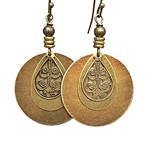 Bohemian - Brass Dangle Earrings - Ethnic Jewelry