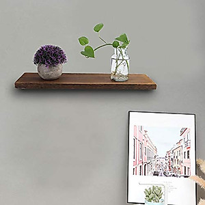 Tiiyee Floating Shelves, Brown Creative Living Room One Word Partition Simple Bedroom Wall Hanging Farmhouse Decorative Shelf TV Background Wall Bookshelf Living Room Photo Frames Display(30*14*2cm)