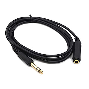 Devinal 6.35mm 1/4" inch Stereo Plug Male to 1/4 Female Stereo Headphone Guitar Extension Cable Cord, Gold Plated Audio Cable Stereo Extender, 6 feet (1.8 M)