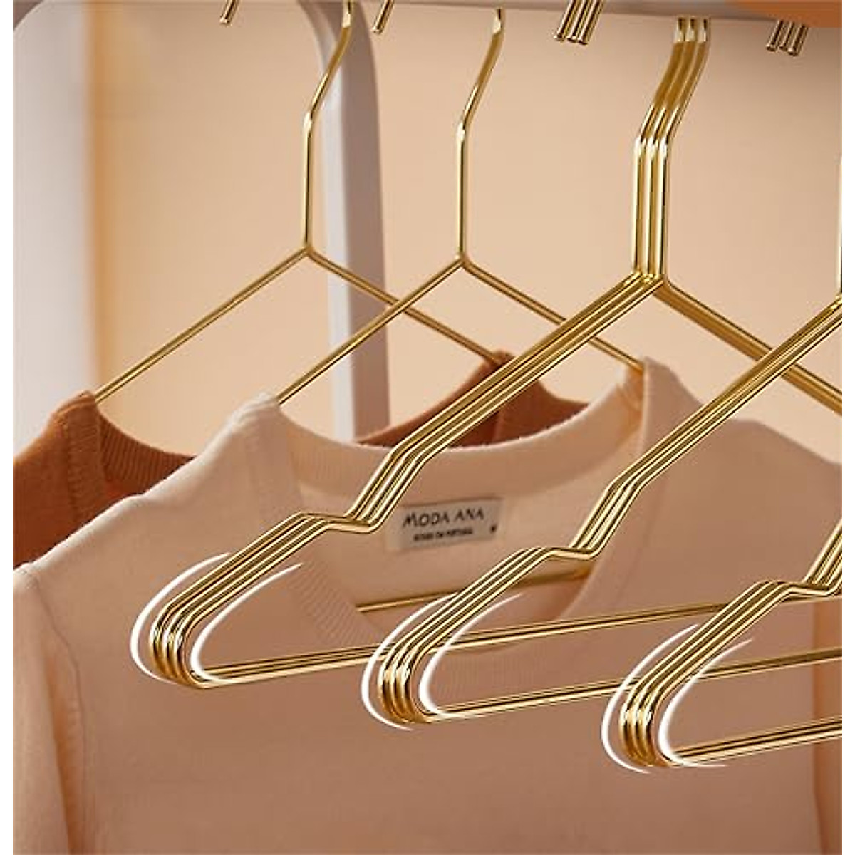 Better to U 17 Inch Metal Clothes Hanger, 4.0mm Heavy Duty Shirt Blouse Hanger for Coat Suit Bridal Boutique, Space Saving Slim Wire Hanger for Camisole Trousers Wedding Dress（Gold 36pack）