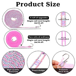 3 Pack Windproof Portable Clotheslines with Hooks 16.4ft Clothes Drying Rope Laundry Line Adjustable Non-Slip Clotheslines for Outdoor Indoor Travel Laundry Drying Hanging Clothes