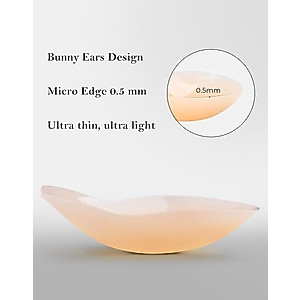 APOWUS Lift Ultra-Thin Sticky Bra,Adhesive Bras Push Up Invisible, Backless Strapless Bra Pasties Nipple Covers (L/XL Fit D/D+ Warm Crème)