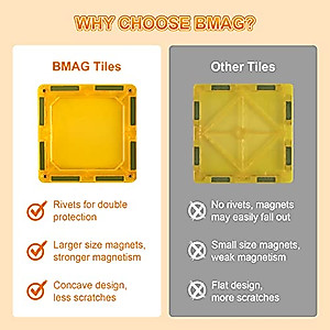 Bmag Magnetic Tiles, 120 PCS Magnetic Building Blocks, 3D Magnet Tiles for Kids Boys Girls, STEM Construction Building Set, Stacking Toys with 2 Car