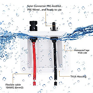 Trisinger Solar Cable Entry Gland, 0.33ft 10AWG Soft Solar Extension Cable and Connector, UV Resistance Dual Cable Entry Gland Housing on Rv, Boat, Camper (0.33Ft White)