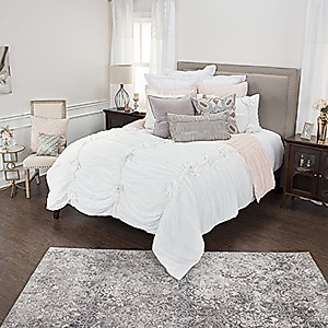 Rizzy Home | BQ4332 | Polyester Quilt | 106"x92" White/Neutral/ Stripe