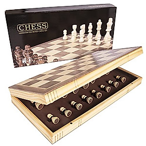 Kangaroo - Best Folding Wooden Chess Board Set with Magnetic Closure I with Storage for Pieces I Portable Felt Interior - for Adults & Kids | 15.5 inches, 2 players