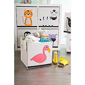 E-Living Store Collapsible Storage Bin Cube for Bedroom, Nursery, Playroom and More 13x13x13" - Flamingo