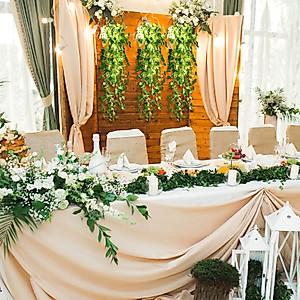 Mudder Fake Ivy Vines with Lights, LED Artificial Hanging Green Leaves Vines for Outdoors Patio Porch Decor (Basket Not Included) (Ivy Style, 3 Packs)