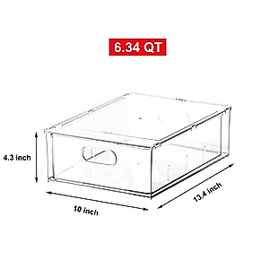 Taiuloo Refrigerator Organizer Bins with Pull-out Drawer, Clear Stackable Fridge Drawer Organizer Set, BPA-free Large Food Storage Containers for Freezer, Cabinet, Kitchen, Pantry Organization