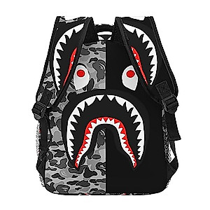 AIRPO Shark Teeth Camo Backpacks Camouflage Fashion Big Capacity Laptop Daypack 17 Inch Lightweight Multiple Backpack Travel Shoulders Bag For Women Men