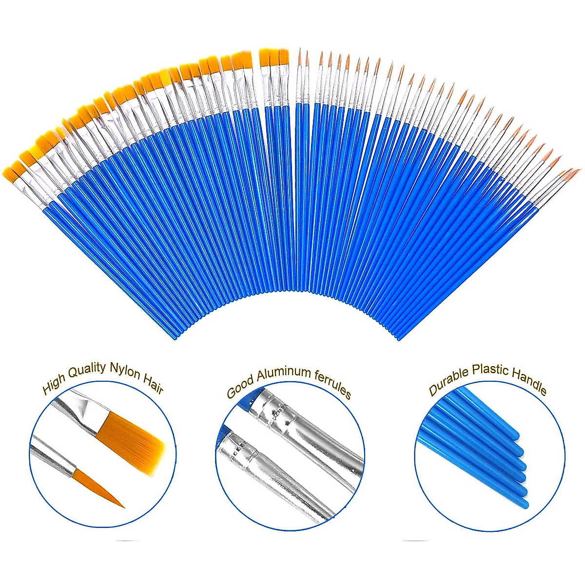 65Pcs Paint Brushes Tray Palettes Set,60pcs Flat Paint Brushes 5 PCS Round Paint Pallets,Small Paint Brushes Bulk Acrylic Oil Watercolor Artist Painting Brushes for Classroom Crafts Party Painting