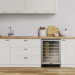 Galanz GLW57MS2B16 47 Bottle Built in Wine Refrigerator, Digital Temperature Control, White LED Interior Lighting, 5.7 Cu. Ft., Stainless Steel