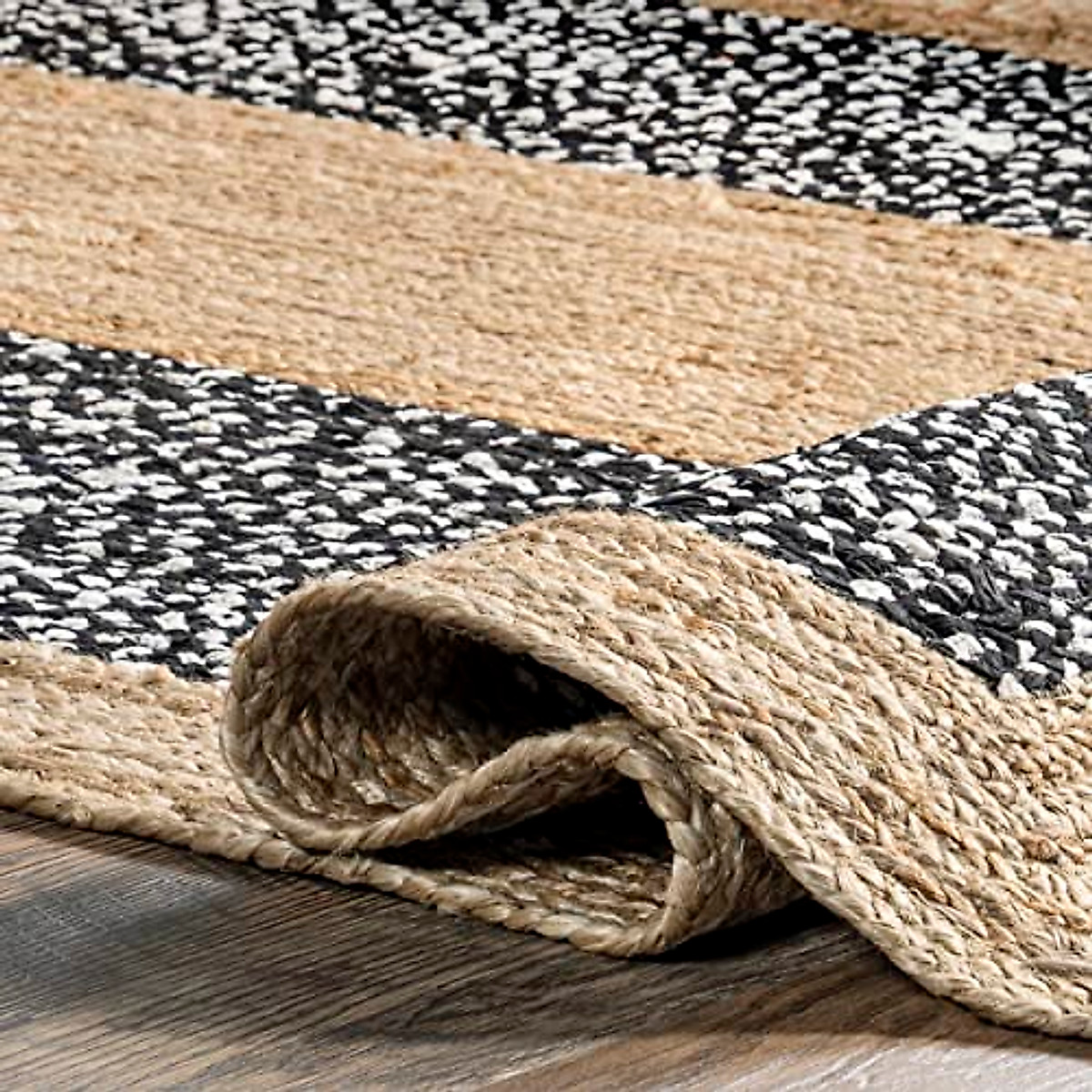nuLOOM Lesha Natural Fiber Area Rug, 6' Round, Black