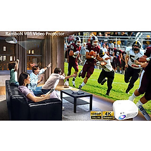 RamboN Native 1080P Full HD 4K Supported Movie 5G WiFi Projector, , 9500L Smart Projector,Support 4D Keystone Correction, Zoom, PPT