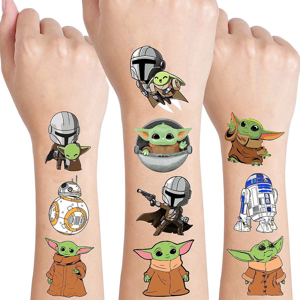 Baby Yoda Party Supplies, 34Pcs Temporary Tattoos Party Favors Gifts, Removable Fake Tattoo Stickers for Goody Bag Treat Bag Stuff for Baby Yoda Birthday Decorations