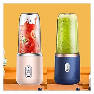 Portable Mini Blender, Small Family Smoothies, Personal Blender for Milkshakes and Smoothies with 6 Blades and Sports Cup Lid (Dark Blue)