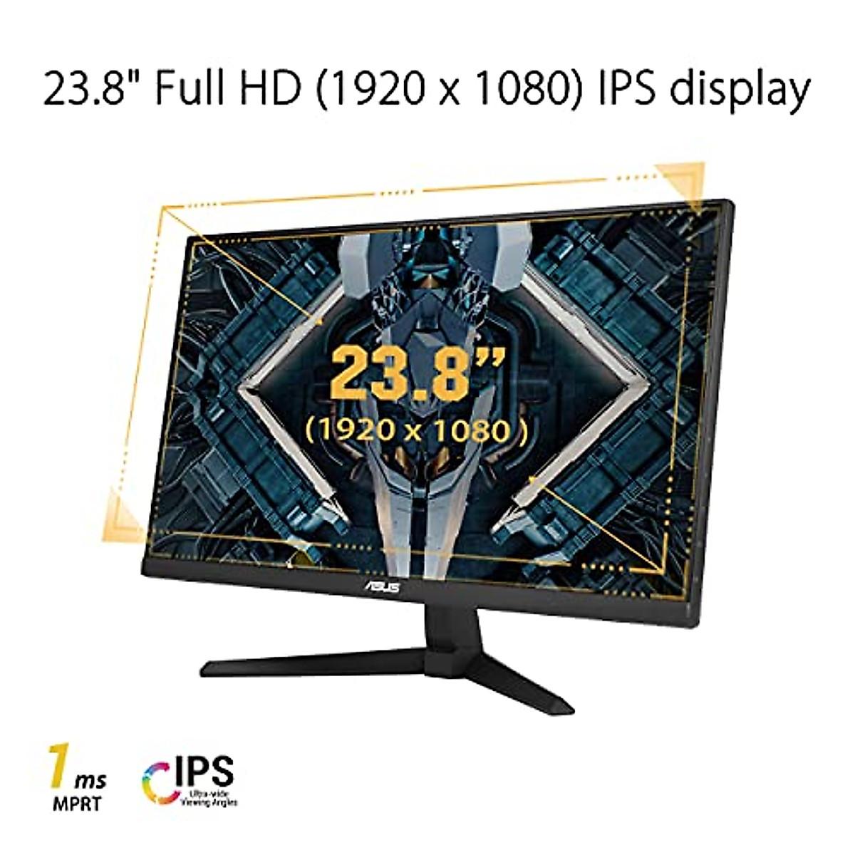 ASUS TUF Gaming 23.8” 1080P Monitor (VG249Q1A) - Full HD, IPS, 165Hz (Supports 144Hz), 1ms, Extreme Low Motion Blur, Speaker, FreeSync™ Premium, Shadow Boost, VESA Mountable, DisplayPort, HDMI,BLACK